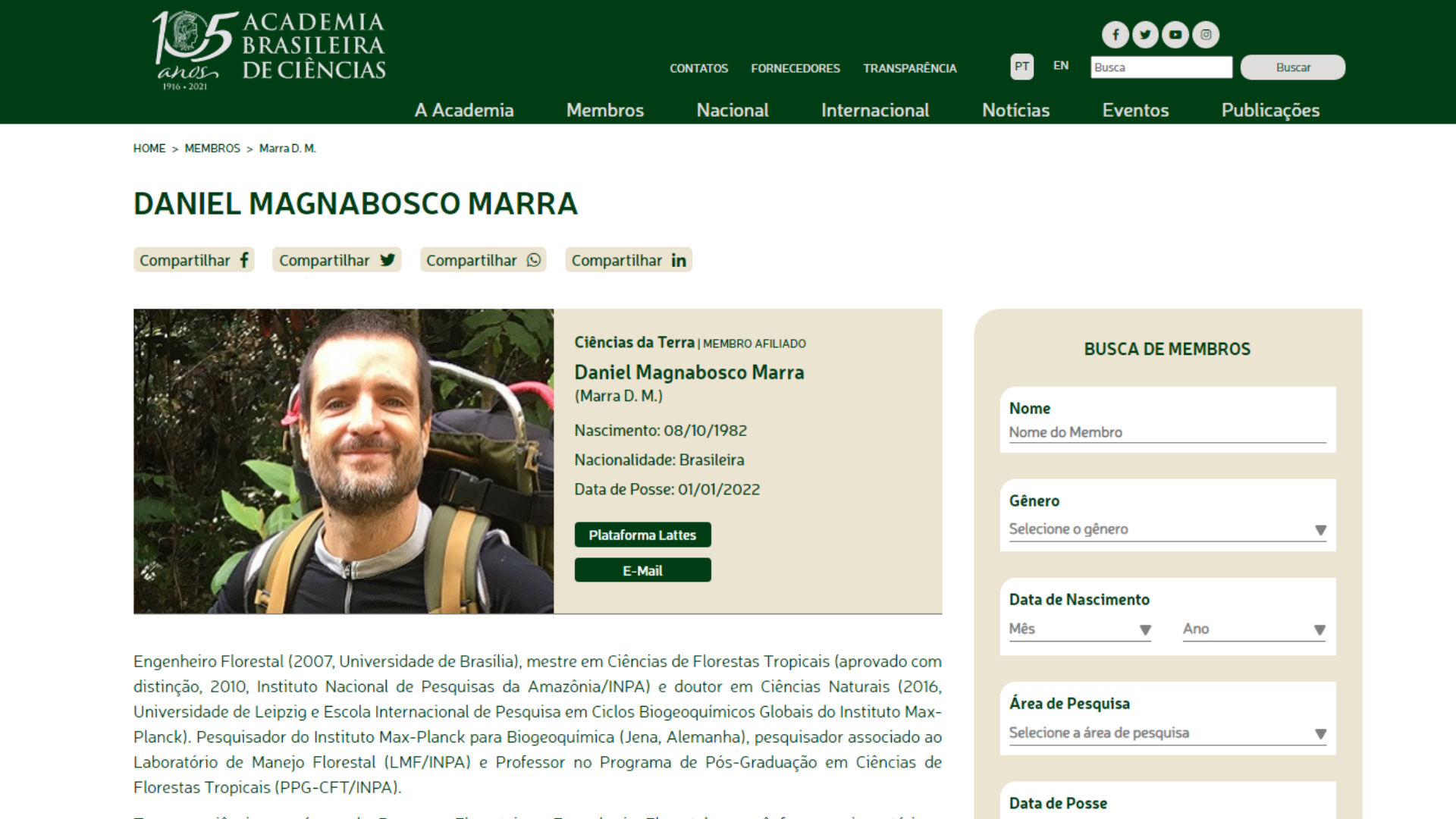 CFT / INPA - Novo membro afiliado da Academia Brasileira de Ciências ...